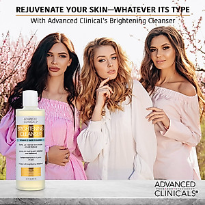 Advanced Clinicals Face Wash Brightening Vitamin C Facial Cleanser – Gentle Blackhead Facial Wash Hydrates Dry Skin, Daily Pore Minimizer For Age Spots, Hyperpigmentation, Acne, & Wrinkles, 8.2 Fl Oz