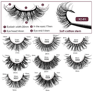 NEW 10Pairs Mink Eyelashes 100% Handmade 3D Mink Lashes Full Strip Lashes Soft False Eyelashes Makeup Lashes (XZ-05)