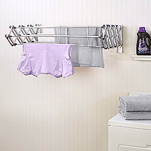 Aluminum 27" Collapsible Wall Mounted Clothes Drying Rack, Space Saver, Easy Storage, Retractable