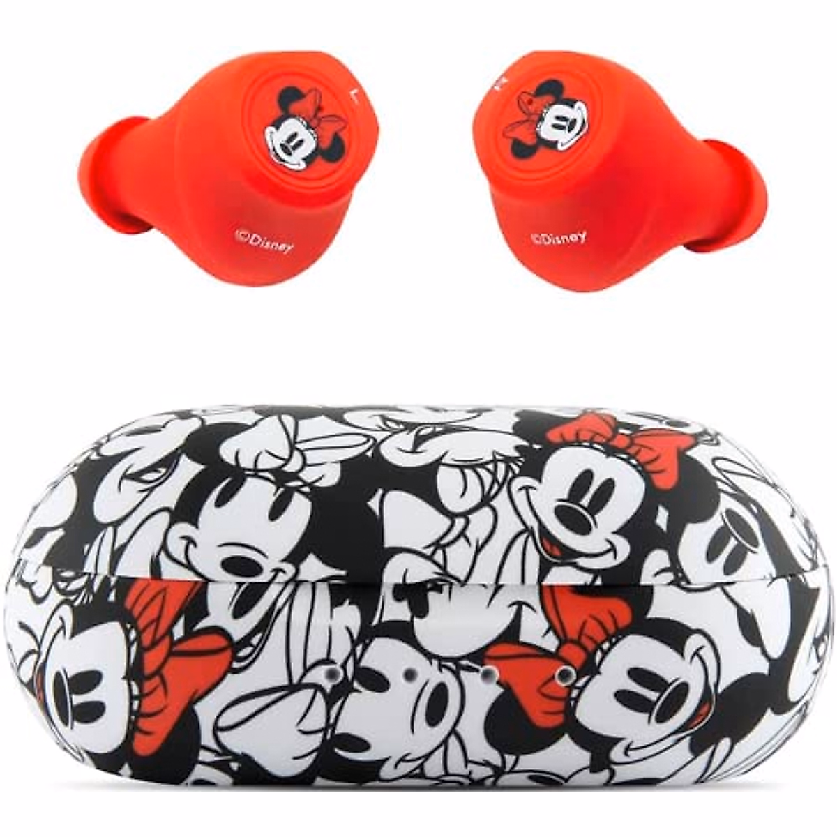 Disney Minnie Mouse Bluetooth Earbuds with Charging Case- Bluetooth Wireless Headset with Built-in Mic and 30 Hours of Playtime- Disneyland Essentials and Disney Gifts for Women and Men of All Ages