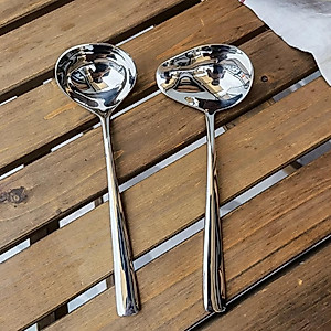 Generic Stainless Steel Small Sauce Ladle, With Pouring Spout Gravy ladle, for Salad dressing and dressings, 7.4Inches 2 Pieces Dishwasher Safe