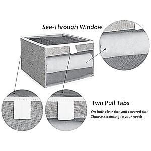 StorageWorks Closet Storage Bins with Clear Window 3 pack, 55L Closet Storage Organizer, Storage Bin with Double-Open Lid