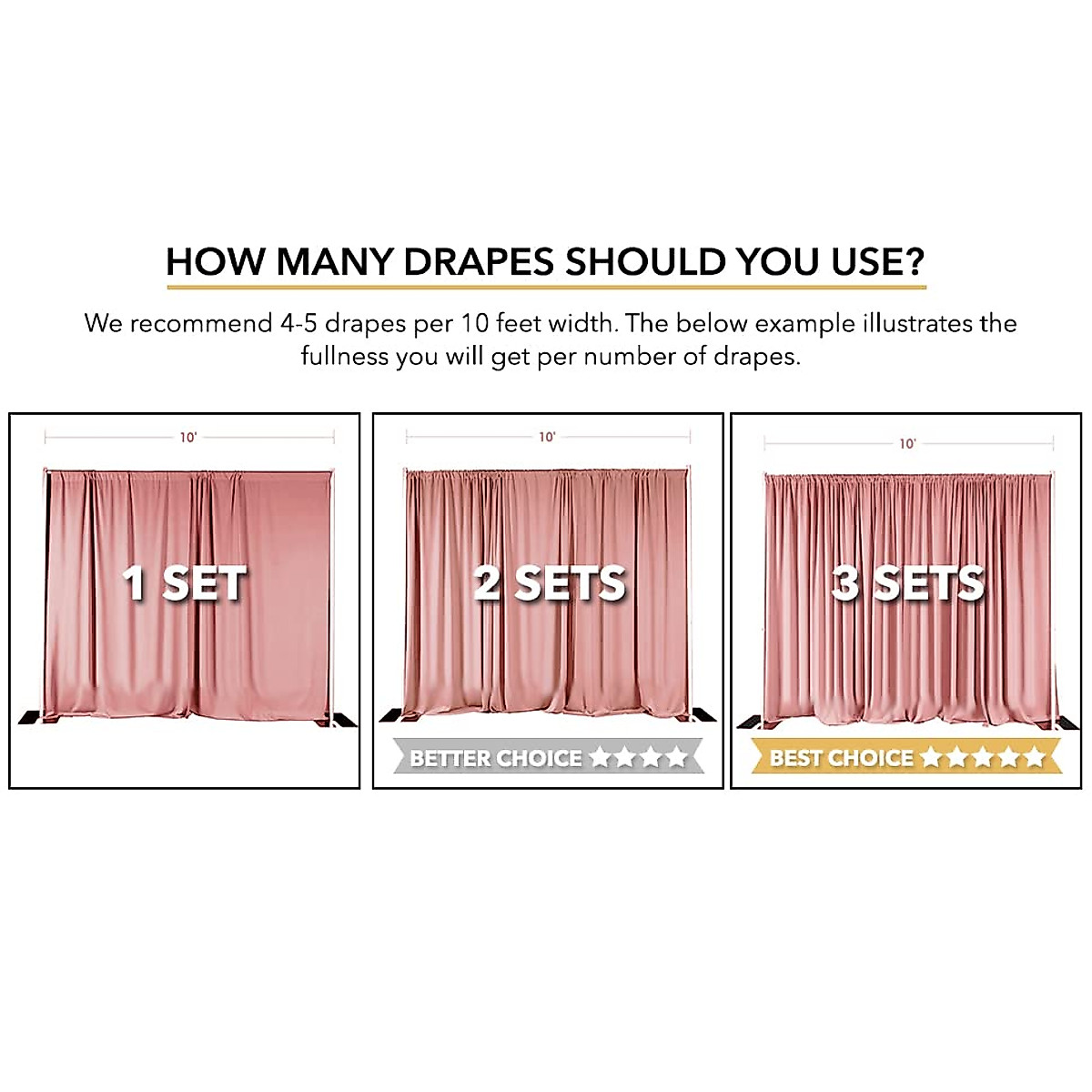 AK TRADING CO. 10 feet x 10 feet Polyester Backdrop Drapes Curtains Panels with Rod Pockets - Wedding Ceremony Party Home Window Decorations - Fuchsia (DRAPE-5x10-FUCHSIA)