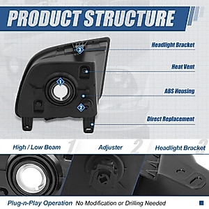 Auto Dynasty Factory Style Halogen Headlights Assembly Compatible with Ford Mustang Pony 5th Gen 2005-2009, Driver and Passenger Side, Smoked Lens Clear Corner