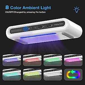 USB C Fast Charger, 4 in 1 30W Charging Station for Multiple Devices, Wireless Charger for Samsung Galaxy Phone, Watch/iPhone 14/13/12/11 Series, 3 Ports USB Hub with 7 Color Ambient Light