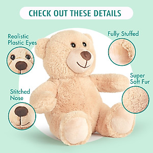 BenBen Teddy Bear Stuffed Animals, 8 inch Teddy Bear Bulk, 2 Pack Baby Bear Plush Toy for Baby Shower Decoration, Gift for Boys Girls, Girlfriend, Birthday