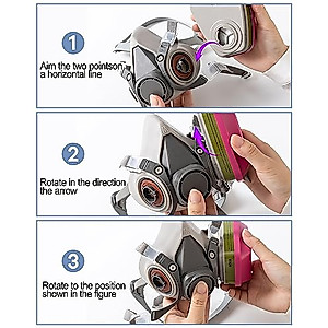 Reusable Respirator Mask, Chemical Respirator Half Facepiece with Anti-Fog Safety Goggle Set Against Dust/Organic Vapors/Chemical/Particle/Pollen for Painting, Sanding Work