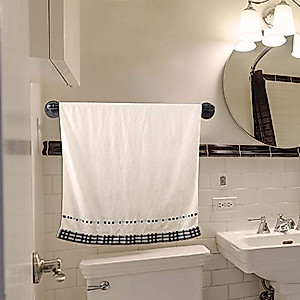 WEBI Clothing Rack Wall Mount,24'' Industrial Pipe Clothes Rack for Hanging Clothes,Heavy Duty Iron Garment Rack Bar,Retail Display Clothes Rod for Closet,Laundry Room,Black