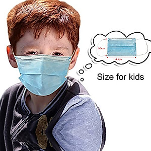 Kids Face Mask Blue Disposable Children Breathable Safety Masks with Adjustable Nose Clip(50 Pack)