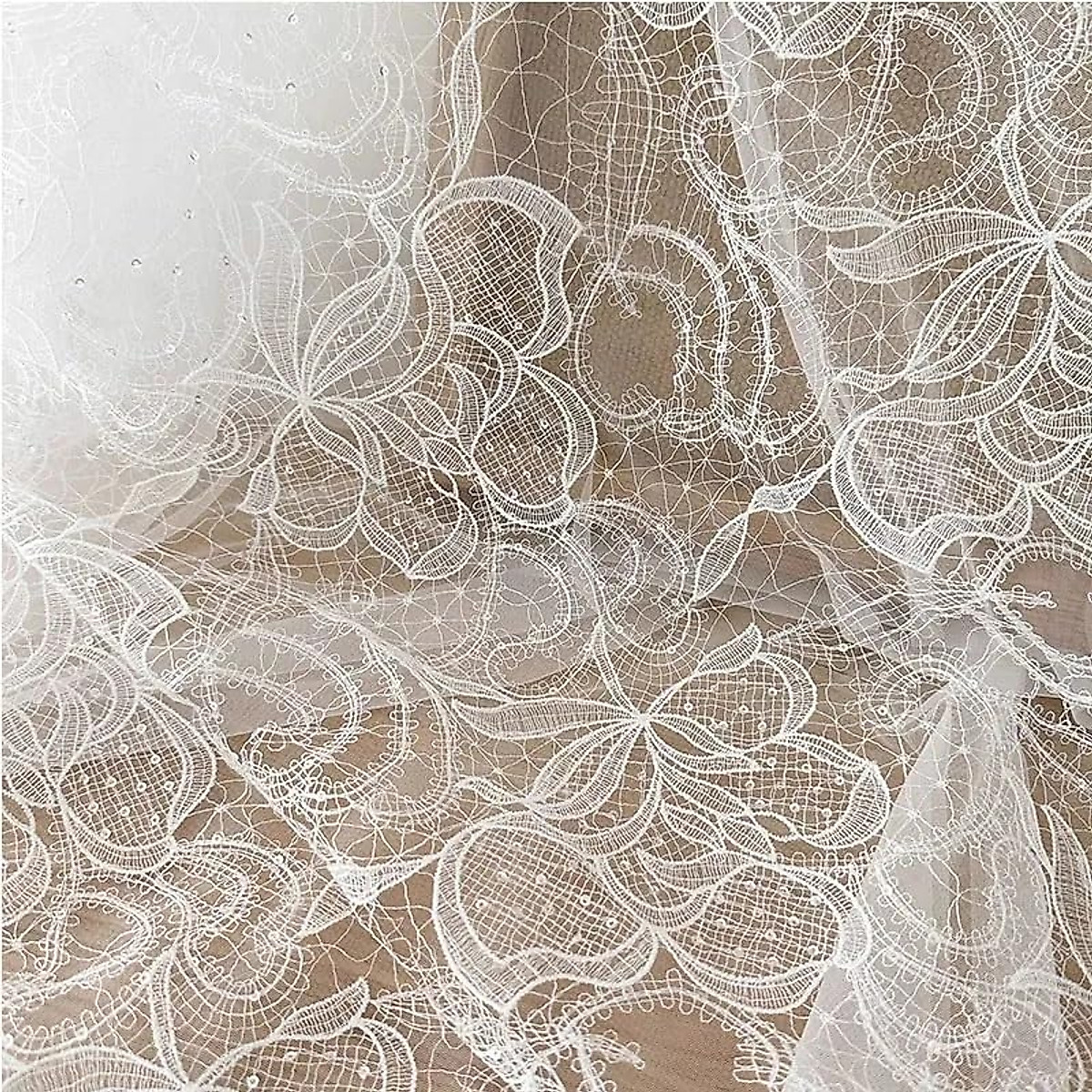 XMTXZYM 3 Meter Wedding Dress Lace Fabric Dress DIY Fabric