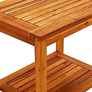 GOLINPEILO Solid Acacia Wood Side Table with a Bottom Shelf, Wooden Side Table End Table Couch Table for Living Room Home, Office 19.7" x 13.8" x 17.7" -AA