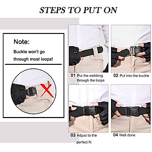 JUKMO Tactical Belt for Men, Military Rigger 1.5" Nylon Web Work Belt with Quick Release Heavy Duty Buckle (Black, Medium-for Waist 36"-42" (Length 49"))