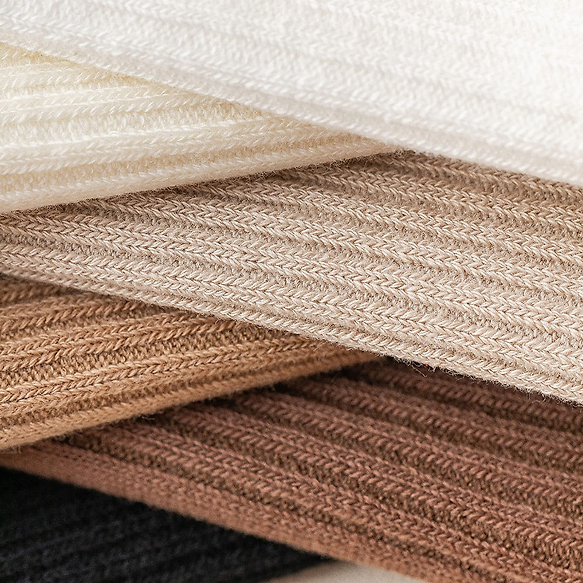 TeenFighter 6 Pairs of Comfortable Casual Cotton Long Socks for Women, Solid Color Stretch Athletic Socks for Girls and Students