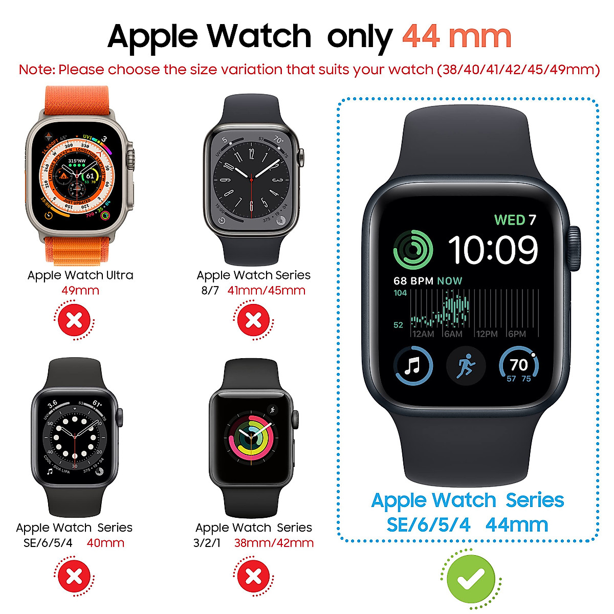 Suoman Apple Watch 44mm Screen Protector, Tempered Glass Case Cover for iWatch Series 6/5/4/SE 2 (Titanium)
