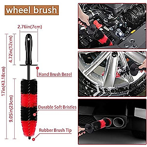 Nolimas 12Pcs Car Wheel & Tire Brush Kit,Including 17inch Long Wheel Brush,Short Handle Tire Brush,5pcs Detailing Brushes Kit & 3pcs Wire Brushes for Cleaning Car Wheels & Interior Exterior