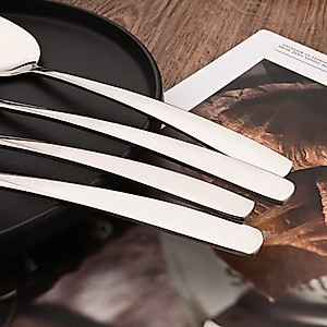 Flatware Set For 4 With Steak Knives, Uniturcky 24 Pcs 304 (18/8) Stainless Steel Silverware Cutlery Utensils Sets, Mirror Finished Forks Spoons and Knives Set, Dishwasher Safe