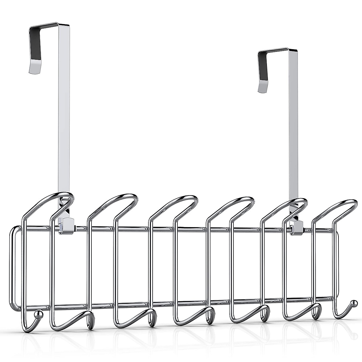 Minggoo Over The Door 13-Hook Rack Heavy-Duty, Wall Mounted Coat Rack，Door Clothes Hanger for Living Room, Cloakroom, Bathroom, Chrome Finish