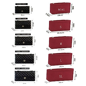 Lckaey Bag Organizer Insert for Classic Flap Medium bag Shaper Purse Insert - Premium Handbag Felt Organizer 2009black-M