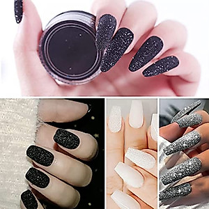6 Jars Nail Glitter Powder Black White Sliver Dust Sugar Powder, Superfine French Nail Sugar Glitter Iridescent Candy Coat Nails Sweater Design Manicure Decorations DIY Crafts