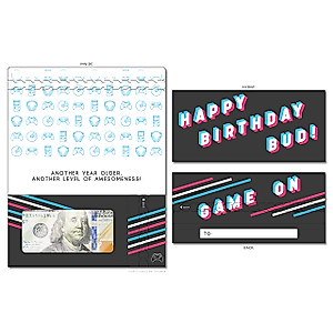 ZipGifts Birthday Card | Zip-Open Money Holder w/Clear Plastic Window for Cash, Check, & Gift Card (Game On)