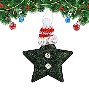 Felt Star Christmas Ornaments - Knitted Hat Pentagram Christmas Tree Hanging Ornament | Fabric Christmas Hanging Decoration for Christmas Tree, Fireplace, Garland, Wedding, DIY PLD-us