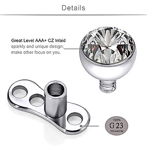 SCERRING 14G Dermal Piercing Jewelry Anchor Tops and Base Titanium Microdermals Piercing for Women Men Opal CZ Ball 2mm 14PCS