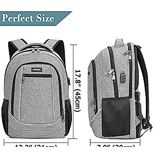 BIKROD Travel Laptop Backpack for Men and Women, Backpack for School Teen Boys and Girls, Student Bookbag 15.6 inch Laptop Compartment with USB Charging Port and Anti theft Poket, Grey