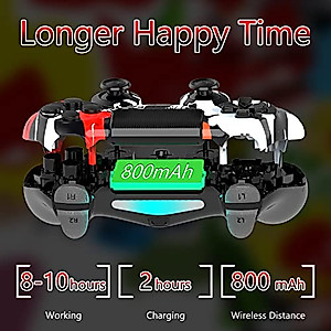 SZDILONG Wireless Controller for PS4 Gamepad Compatible with Playstation 4/Pro/Slim/PC,Double Shock/Bluetooth/Touchpad/Stereo Headphone Jack/Six-axis Motion Control/Charging Cable