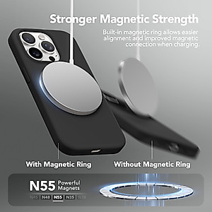 GONEZ for iPhone 14 Pro Max Case Silicone, Compatible with MagSafe, with Screen Protector + Camera Lens Protector, Liquid Silicone Shockproof Protective iPhone 14 ProMax Case 6.7", Black