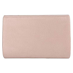 VG Bags Womens Chic Nude Pink Suede Evening Clutch Crossbody Handbag with Chain Strap Medium