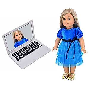 ebuddy Mini Dollhouse Toy Cat Laptop Tiny Fake Computer Mirror for Cat (White)