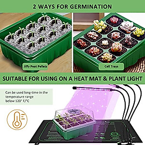 YAUNGEL Seed Starter Tray, 10 Pack 120 Cells Thicken Seed Starting Trays Kit with Humidity Dome/Clear Lids Growing Trays for Greenhouse & Gardens, Green