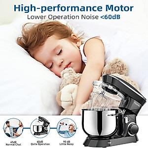 9.5 Qt Stand Mixer, 10-Speed Tilt-Head Food Mixer, Vezzio 660W Kitchen Electric Mixer with Stainless Steel Bowl, Dishwasher-Safe Attachments for Most Home Cooks (Black)