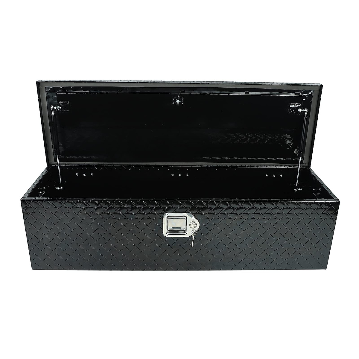 PRFFWK Diamond Plate Truck Bed Tool Box Aluminum Trailer Storage Box for Truck Bed, Pickup, RV, Trailer, Waterproof Truck Box with Side Handle and Lock Keys-39 x 13 x 10 inch,Black
