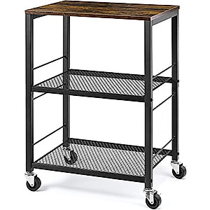 LIANTRAL 3 Tier Rolling Cart, Kitchen Carts on Wheels with Storage and Steel Frame, Multifunctional Utility Cart for Kitchen, Bathroom, Living Room, Bar, Office (16.5'' * 12.6'')
