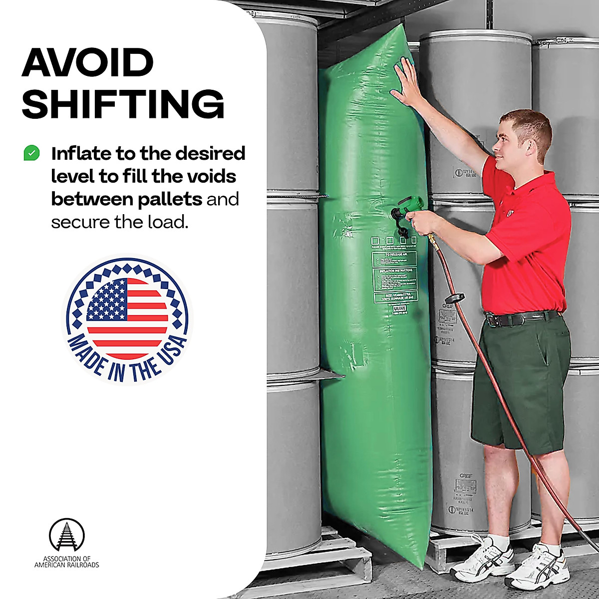 IDL Packaging 36" x 48" Dunnage Airbags, Woven Polypropylene, Level 1 (Pack of 1) – Fill The Void in Trucks and Intermodal Shipments, Reusable – Cargo Securing Solution for Container Stuffing