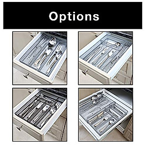 Smart Design 3 Compartment Drawer Organizer - Steel Metal Mesh Tray - Makeup Tray, Vanity, Utensils, Silverware Storage Bin - Kitchen - Silver