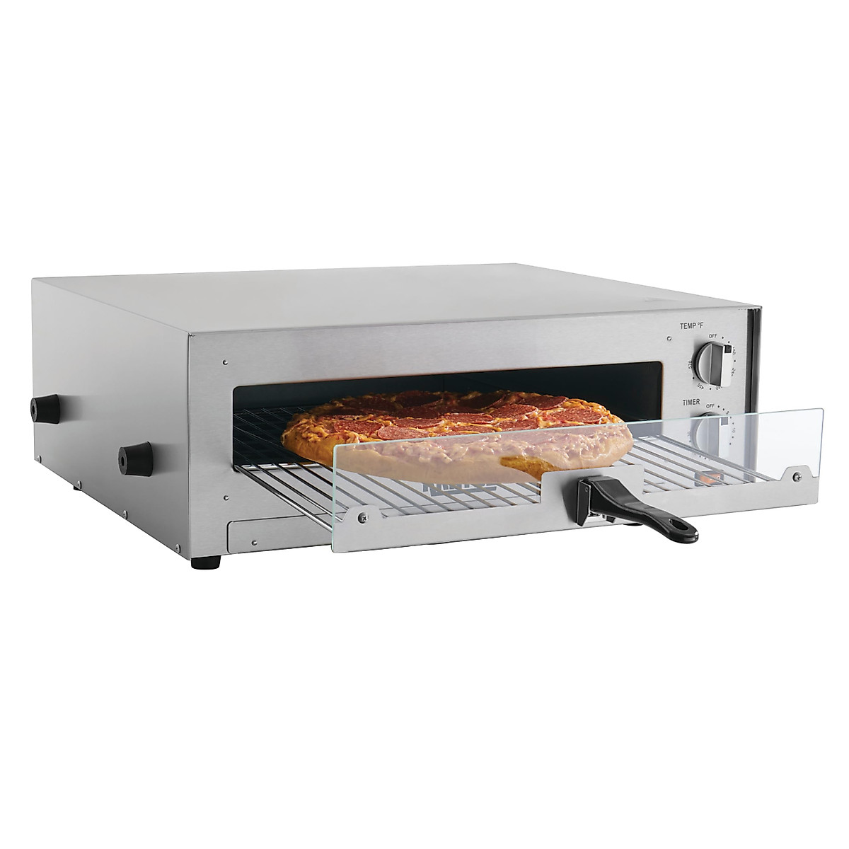 Kratos 29M-037 16" Commercial Electric Countertop Pizza Oven, 120V, 1700 Watts, Stainless Steel Pizza Oven with Glass Door for Restaurants, Cooks Pizzas up to 16" in Diameter