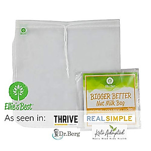 Pro Quality Nut Milk Bag - XL12"X12" Bags - Commercial Grade Reusable All Purpose Food Strainer - Food Grade BPA-Free Ultra Strong Fine Nylon Mesh - Almond Milk, Juices, Cold Brew Recipes Videos -1