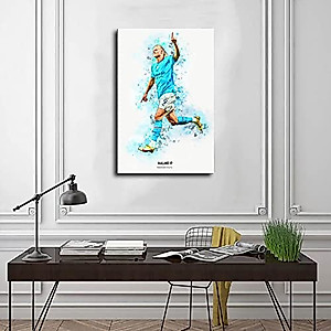 Erling Haaland Posters for Walls Man City Soccer Poster Canvas for Bedroom The Wall Art Unframe-style 16x24inch(40x60cm)