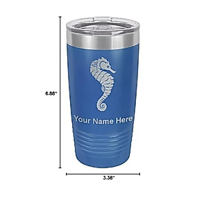 LaserGram 20oz Vacuum Insulated Tumbler Mug, Seahorse, Personalized Engraving Included (Dark Blue)
