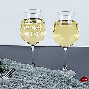 Best Mommy Ever Wine Glass, Funny Mom Wine Glass for Mother’s Day, Mom’s Birthday, Christmas, Baby Shower - Unique Mother’s Day Gift for Mom New Mom First Mom from Son Daughter Husband Friends