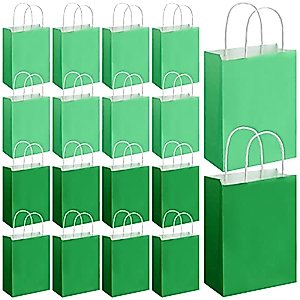 50 Pcs Green Gift Bags 6 x 8.2 x 3.1 Inches St. Patrick's Day Medium Green Paper Bags with Handles Kraft Paper Shopping Bags Gift Wrap Bags Green Party Favor Bag for Wedding Birthday Retail Supplies