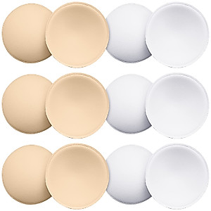 URSMART 6 Pairs Round Bra Inserts Pads, Removable and Washable Bra Cups Inserts for Bikinis Top Swimsuit Sport Bra (A/B Beige White)
