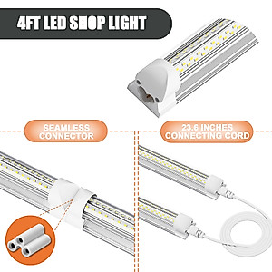 ONLYLUX 4ft led Shop Light - 45W 6750lm 5000K 4 Foot V Shape Integrated T8 led Lights,Linkable Shop Lights 48" T8 Garage Lights 8 Pack