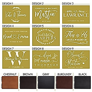 Wedding Guest Book Personalized with 9 Designs & 5 Rustic Colors - 2 Optional Sizes - Customized Guestbook Registry Sign-in with Name - Date, Hard Cover Laser Engraved Guest Book