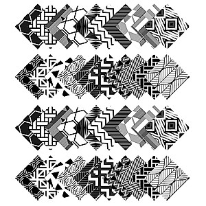 Soimoi 40Pcs Geometric Print Cotton Precut Fabrics for Quilting Craft Strips 2.5 inches Jelly Roll - White & Black