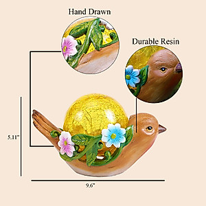 CTgift Garden Bird atue, Garden Bird Sculptures with Solar LED Lights for Artiic Deration of Outdoor Sidewalks, Patios, and Lawns