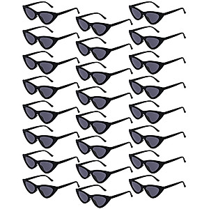 Kanayu 24 Pairs Retro Cat Eye Sunglasses for Women Vintage Sunglasses Trendy Goggles Plastic Frame Sunglasses for Party (Black)
