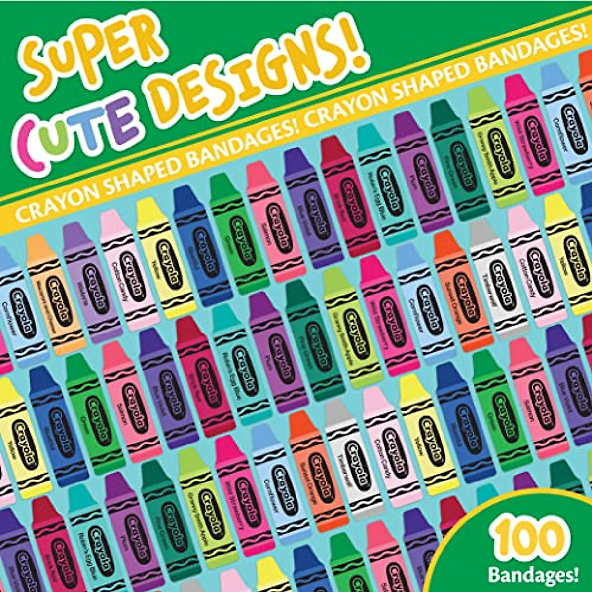 Crayola Shaped Antibacterial Kids Bandages, 100 CT | Great for Birthdays, Party Supplies, Stickers, Stocking Stuffer or White Elephant Gift | Adhesive Bandages for Minor Cuts, Scrapes, & Burns